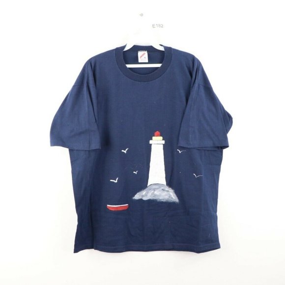 Jerzees | Shirts | Vintage 9s Streetwear Distressed Lighthouse Shirt ...
